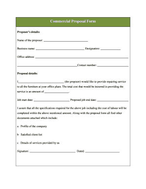 Fillable Online Commercial Proposal Form - Sample Templates Fax Email ...