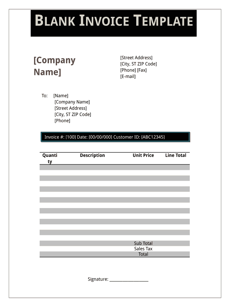 Fillable Online Blank invoice template - Sample Templates Fax Email ...