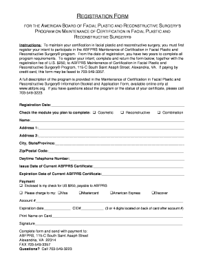Fillable Online abfprs MOC Registration Form - bABFPRSb - abfprs Fax ...