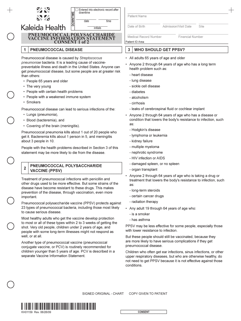 Fillable Online Pneumococcal Polysaccharide Vaccine Information Sheet ...