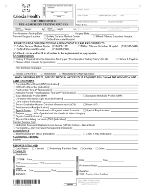 Fillable Online DOCTORS OFFICE PRE-ADMISSION TESTING ORDERS Fax Email ...