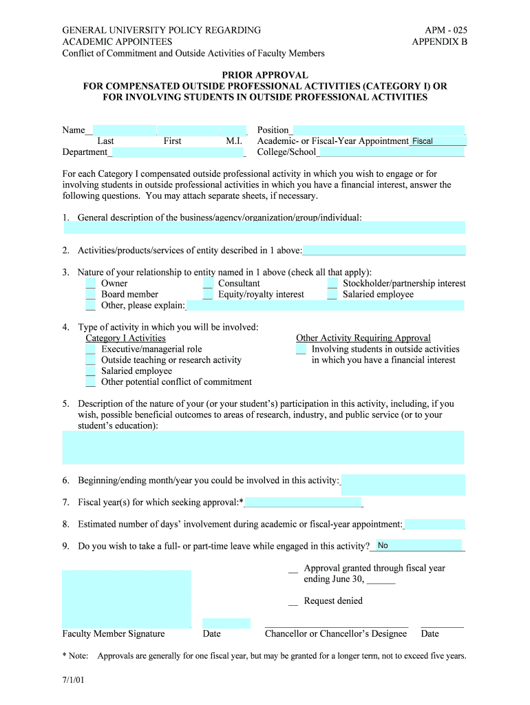 Fillable Online oip ucla APM-025 Form Fax Email Print - pdfFiller