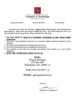 Fillable Online Mental RFC Form - Greg Kornegay Fax Email Print - pdfFiller