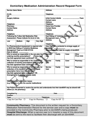 Fillable Online Domiciliary Medication Administration Record Request ...