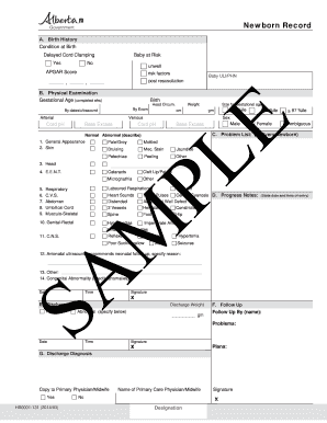 Fillable Online Newborn Record This form is used by hospitals and ...