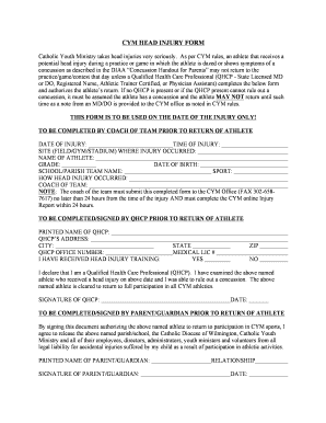 Fillable Online Head Injury Form - cdowcymorg Fax Email Print - pdfFiller