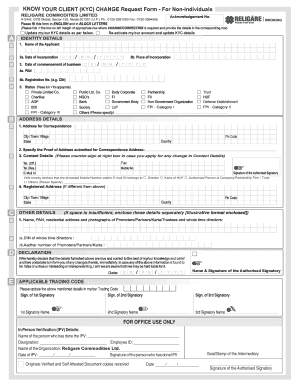 Fillable Online KNOW YOUR CLIENT KYC CHANGE Request Form - For Non Fax ...
