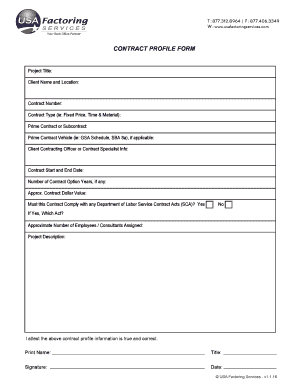 Fillable Online Contract Profile Form Factoringl v1.1.16 Fax Email ...
