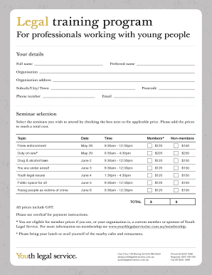 Fillable Online Legal training program - byouthlegalserviceincbbcombau ...