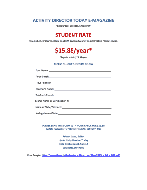 Fillable Online Student Order Form - Activity Director Today Fax Email ...