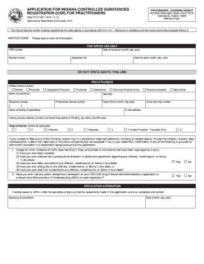 Fillable Online APPLICATION FOR INDIANA CONTROLLED SUBSTANCES Fax Email ...
