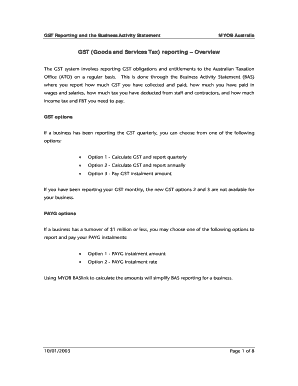 Fillable Online GST Reporting and the Business Activity Statement Fax ...
