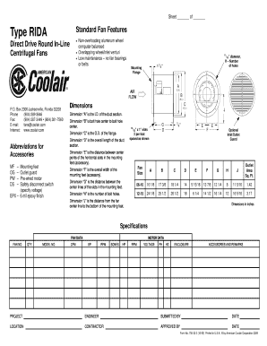 Fillable Online Sheet of Standard Fan Features Type RIDA Direct Drive ...