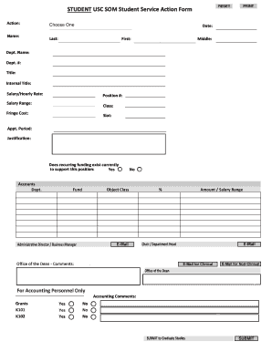 Fillable Online hr med sc Complete the Student Action Form Department ...