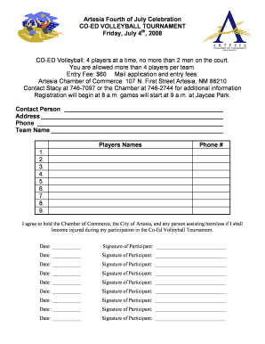 Fillable Online Volleyball Formdocx Fax Email Print - pdfFiller