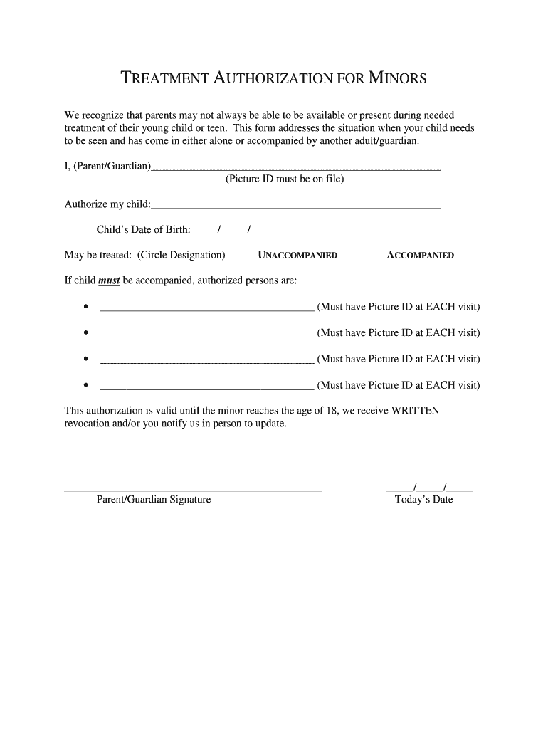 Fillable Online Treatment of Minors Fax Email Print - pdfFiller