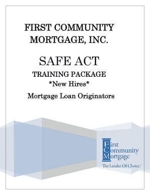 Fillable Online SAFE ACT TRAINING PACKAGE Mortgage Loan Originators Fax ...