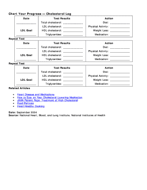 Fillable Online Chart Your Progress Cholesterol Log Fax Email Print ...