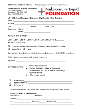 Fillable Online PRINTABLE DONATION FORM Please complete this form and ...