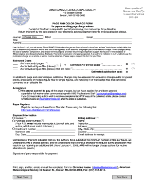 Fillable Online PAGE AND COLOR CHARGE FORM for papers receiving page ...