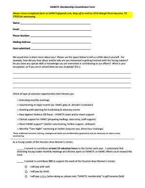 Fillable Online New member info packet - Houston Area Women's Center ...