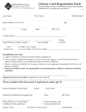 Fillable Online hedbergpubliclibrary Library Card Registration Form ...