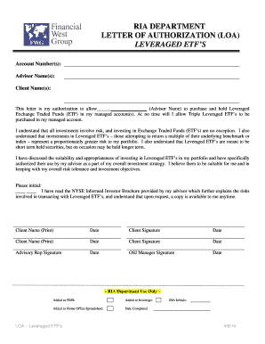 Fillable Online RIA DEPARTMENT LETTER OF AUTHORIZATION LOA LEVERAGED ...