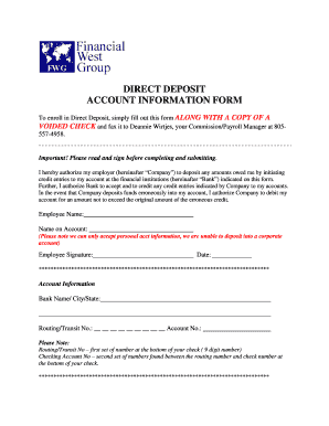 Fillable Online DIRECT DEPOSIT ACCOUNT INFORMATION FORM Fax Email Print ...