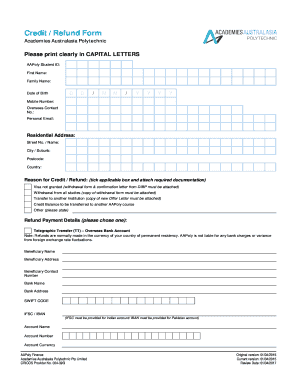 Fillable Online Credit / Refund Form - AAPoly Fax Email Print - pdfFiller