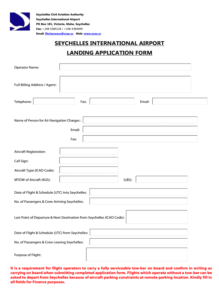 Fillable Online scaa Seychelles International Airport Fax Email Print ...