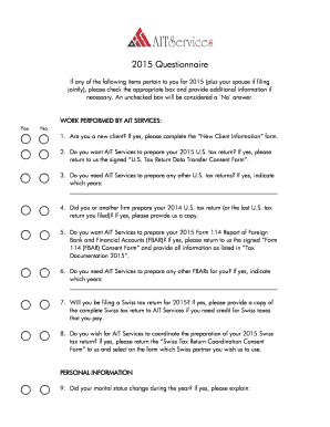 Fillable Online 2015 Questionnaire Fax Email Print - pdfFiller