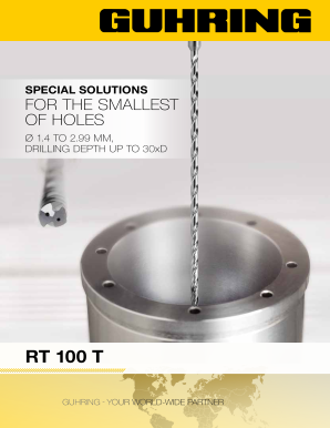 Fillable Online RT 100 S Drills Offering - Guhring Inc Fax Email Print ...