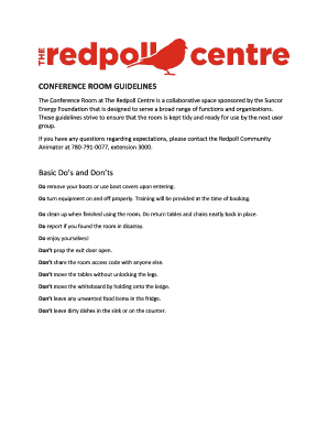 Fillable Online CONFERENCE ROOM GUIDELINES - bfmunitedwaybbcomb Fax ...