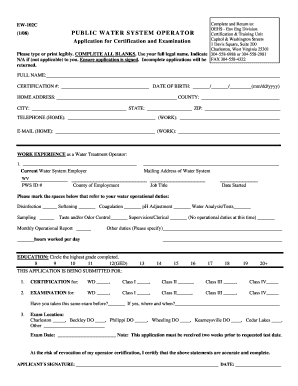 Fillable Online EW-102C Complete and Return to OEHS - Env Eng Division ...