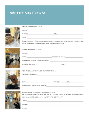 Fillable Online WEDDING FORm - Echo Salon Fax Email Print - pdfFiller