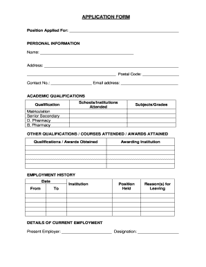 Fillable Online aiimsrishikesh edu Sample Job Application form ...
