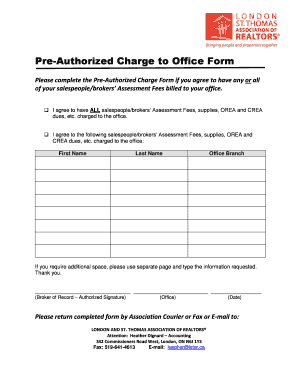 Fillable Online Pre-Authorized Charge to Office Form - blstarb ...