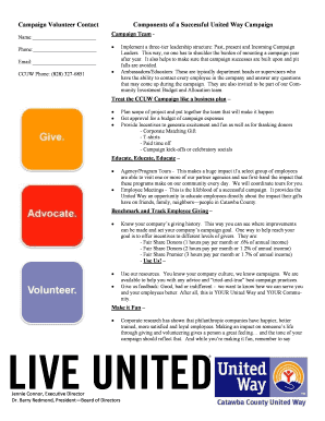 Fillable Online Components of a Successful United Way Campaign Campaign ...