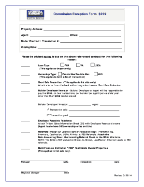 Fillable Online Commission Exception Form 259 - Colorado Intranet ...