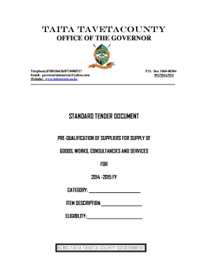 Fillable Online Pre-qualification tender document for 2014-2016 - TAITA ...