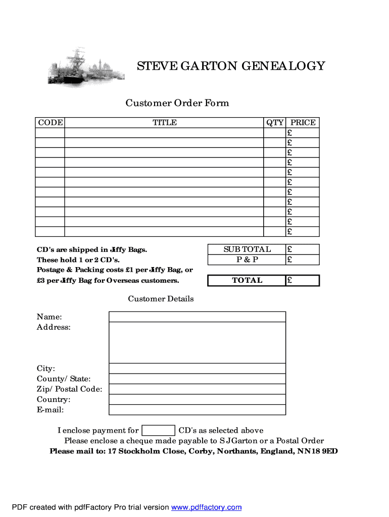 Fillable Online STEVE GARTON GENEALOGY Fax Email Print - pdfFiller