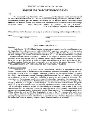 Fillable Online REQUEST FOR CONDOMINIUM DOCUMENTS Fax Email Print ...