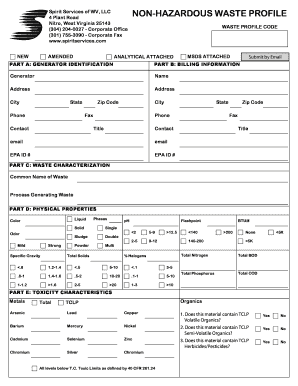 Fillable Online NON-HAZARDOUS WASTE PROFILE - Spirit Services Fax Email ...