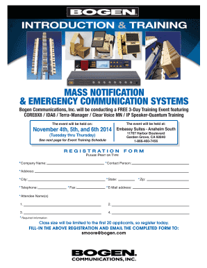 Fillable Online Mass notification & emergency communication systems - Bogen Fax Email Print ...