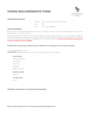 Fillable Online HORSE REQUIREMENTS FORM Fax Email Print - pdfFiller