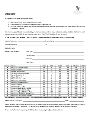 Fillable Online CAR HIRE FORM Fax Email Print - pdfFiller