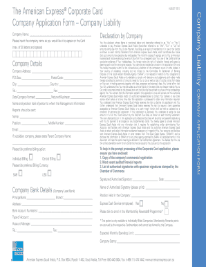 Fillable Online The American Express Corporate Card Company Application ...