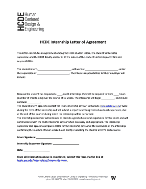 Fillable Online hcde washington HCDE Internship Letter of Agreement Fax ...