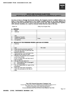Fillable Online loyalinsurance Download Tata Aig Multi Line Insurance ...