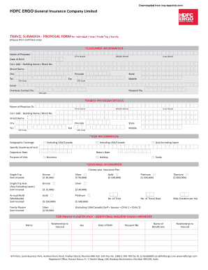 Fillable Online loyalinsurance HDFC ERGO Travel Suraksha Proposal Form ...